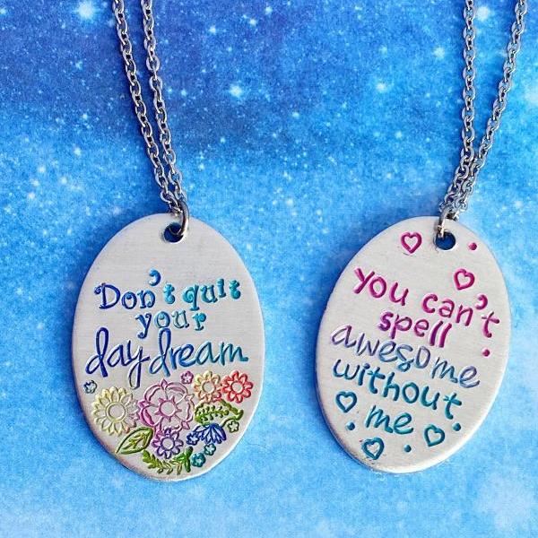 Color Text Custom Oval Aluminum Necklace With Stainless Steel Chain ...